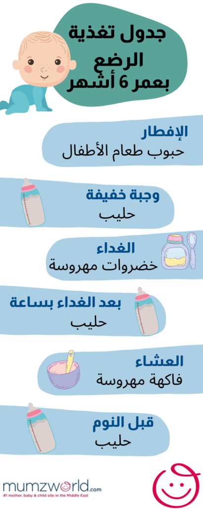 جدول تغذية الرضع 6 أشهر Mumzworld